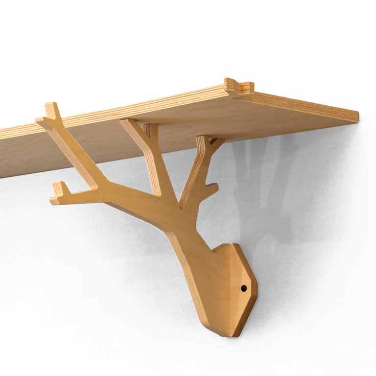 Small Wooden Wall Shelf with Tree Shape Pattern