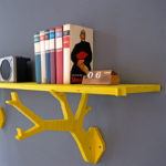 Small Wooden Wall Shelf with Tree Shape Pattern