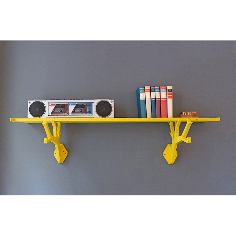 Small Wooden Wall Shelf with Tree Shape Pattern